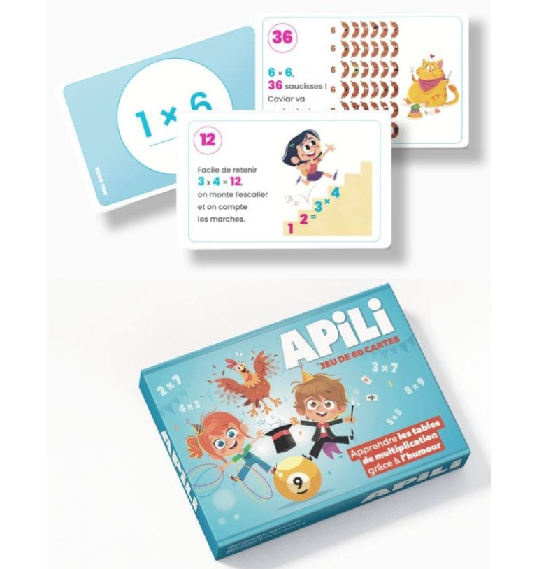 Jeu de 60 Cartes les Tables de Multiplication Apili